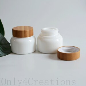 Cosmetic Packaging White Glass Lotion Bottles/cream Jars With Natural ...