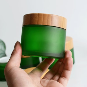 Green Frosted Glass Cosmetic Packaging 30g 50g 150g 200g Glass Cream ...