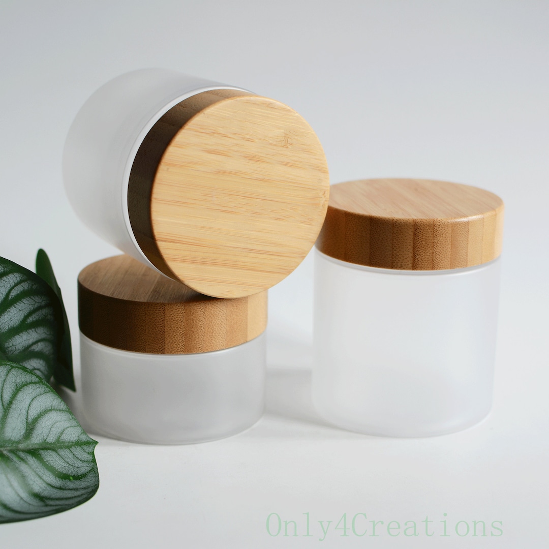 150g 250g 500g Frosted Plastic Cosmetic containers Natural Bamboo ...
