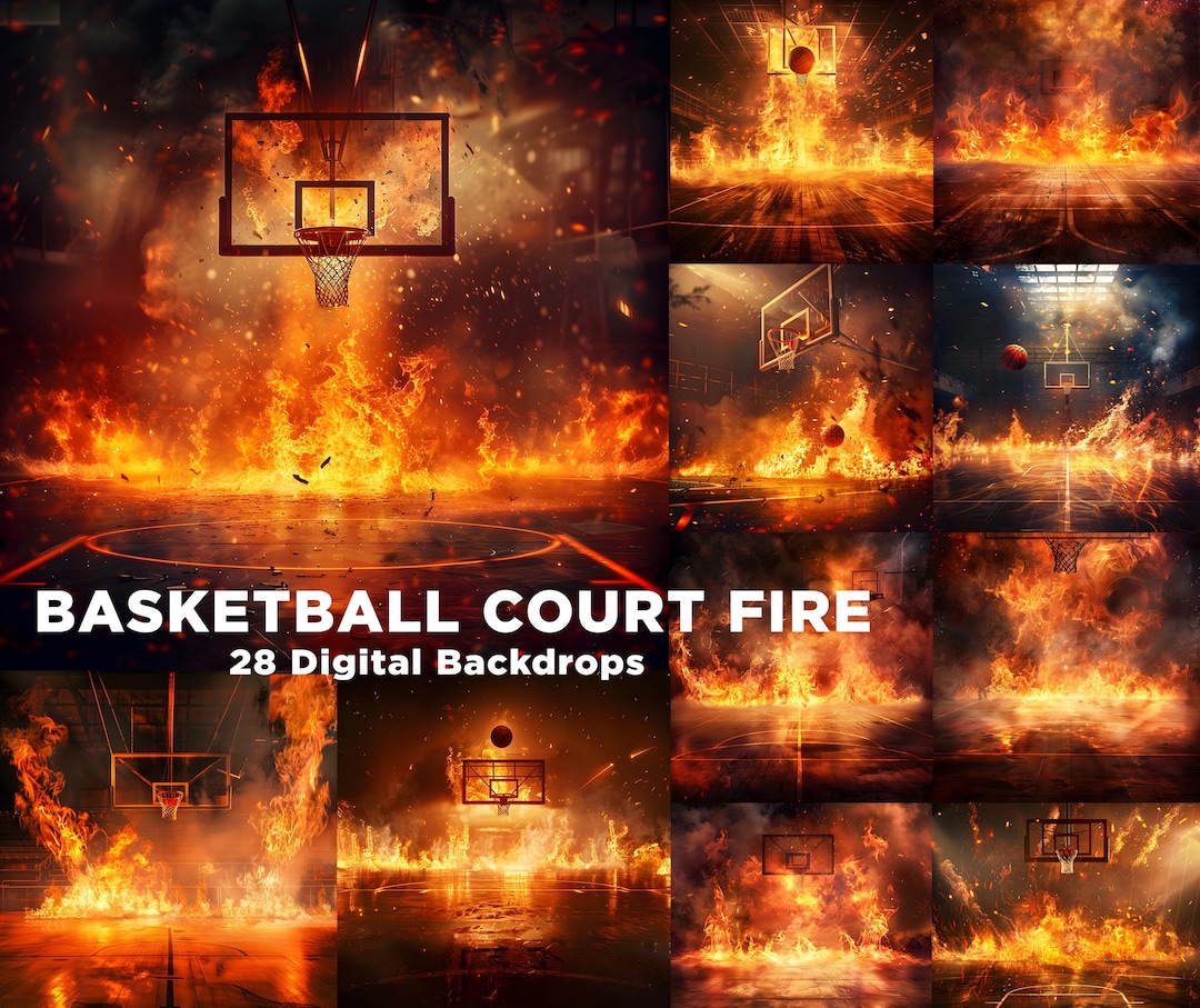 28 Basketball Court FIRE Digital Backdrops for Sports Photography ...