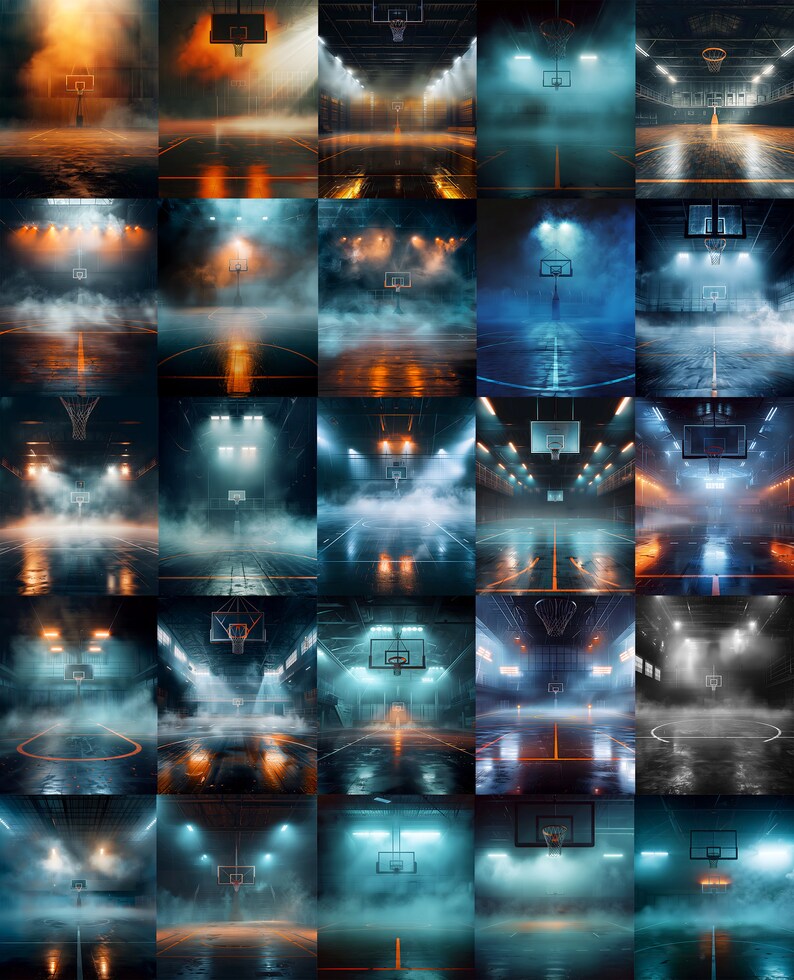 128 Basketball Court Digital Backdrops BUNDLE, Sports Photography : Fog ...