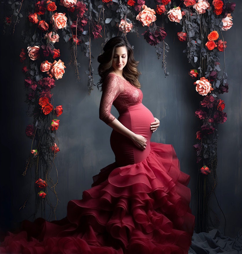 55 Hanging Floral Digital Backdrops, Maternity Backdrop Overlays ...