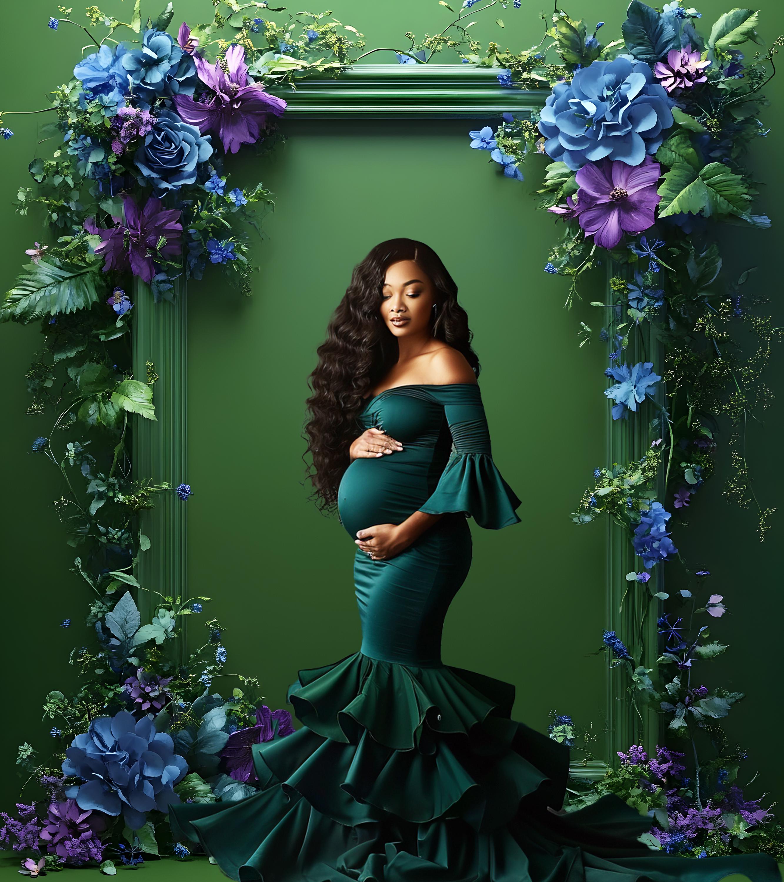 50 Floral Frame Digital Backdrops: Maternity Photography Overlays (JPG ...