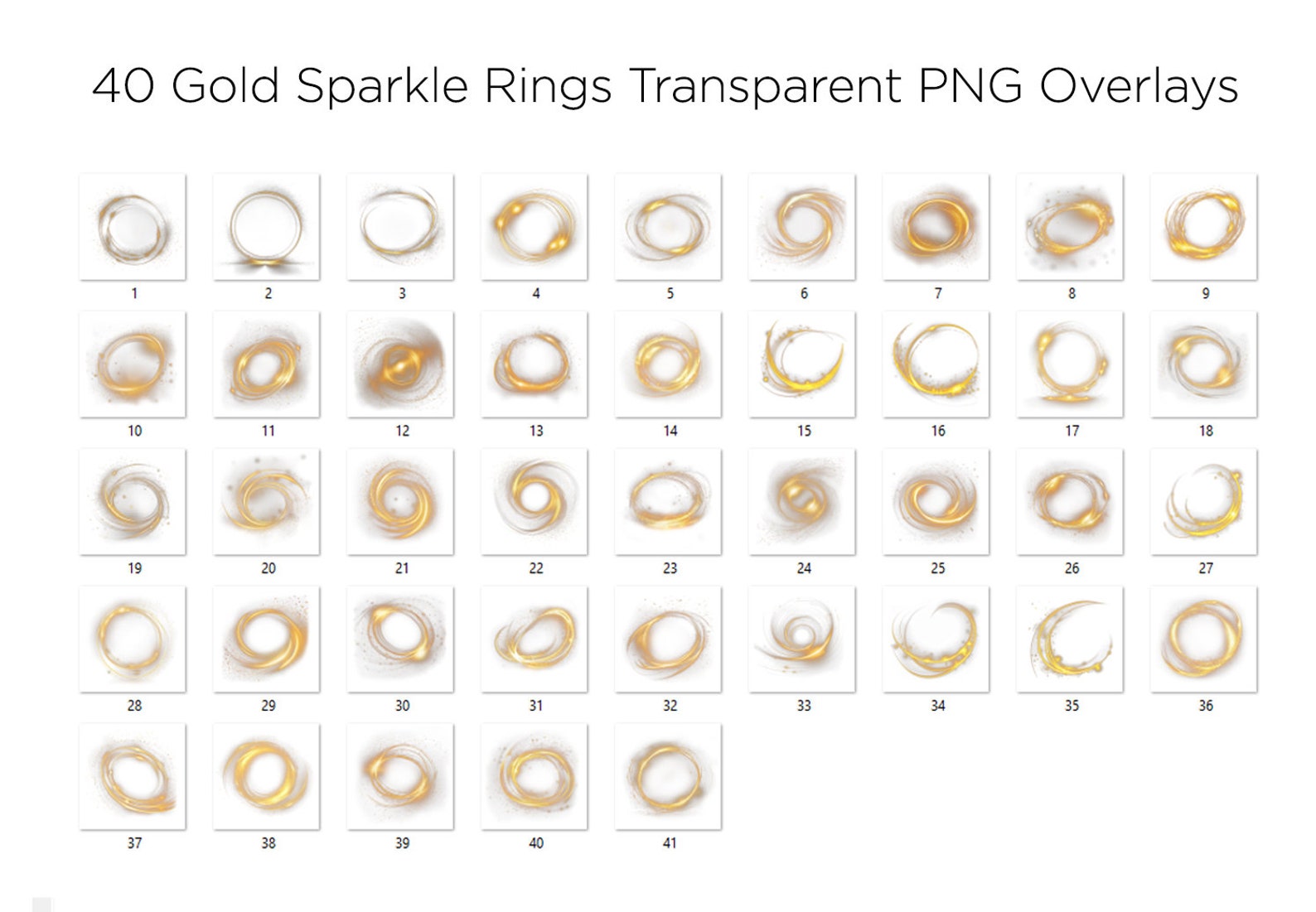 40 Gold Sparkle Rings PNG Overlays: Photoshop Backdrops (digital ...