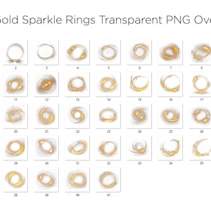 40 Gold Sparkle Rings PNG Overlays: Photoshop Backdrops (digital ...