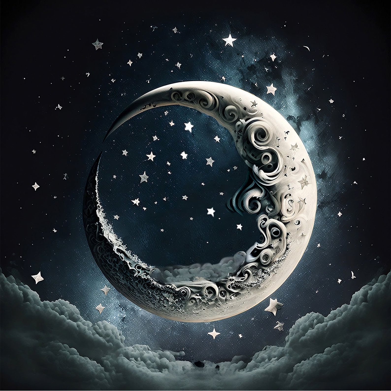 13 Night Sky Crescent Moon Backdrop for Newborn Photography - Etsy