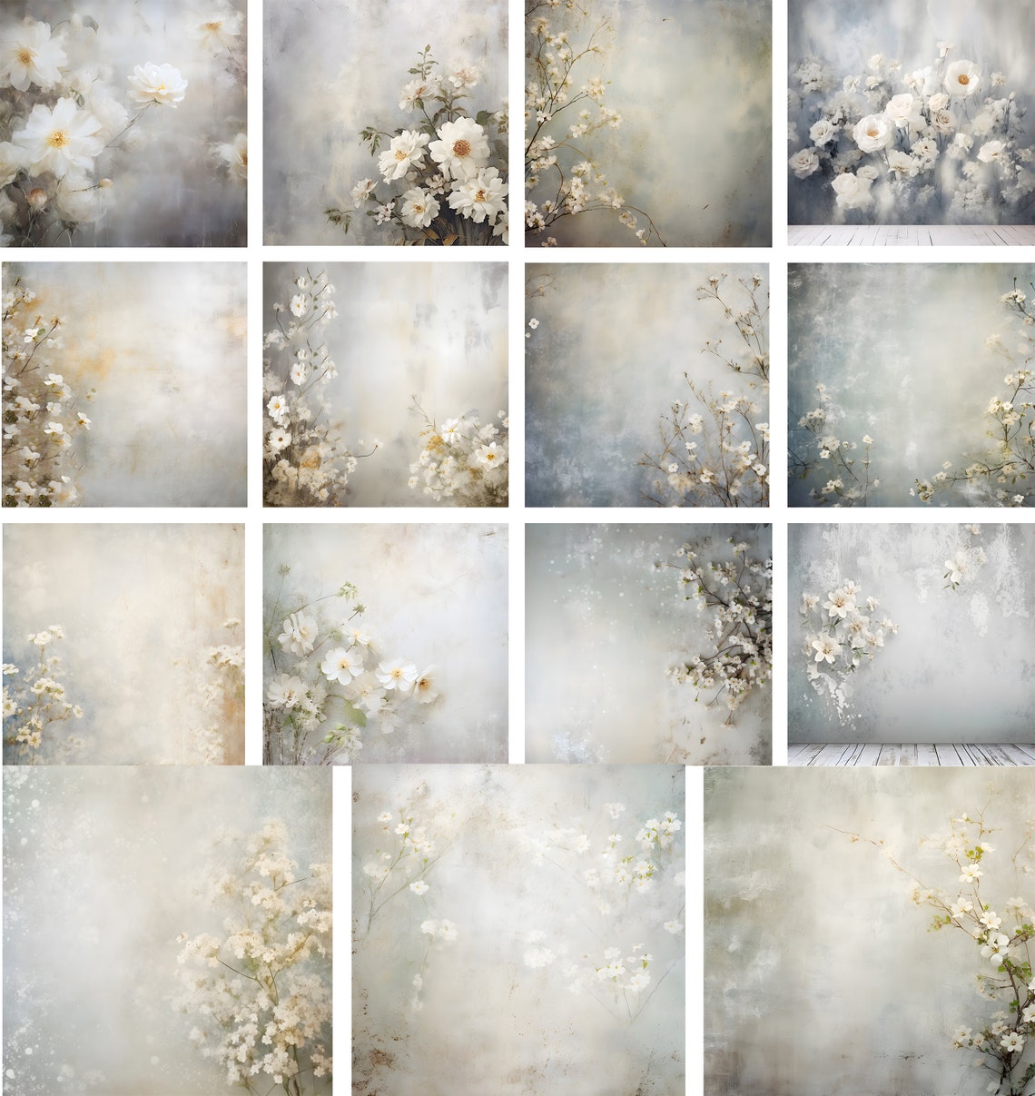 15 White Floral Texture Digital Backdrops Texture Backgrounds Floral ...