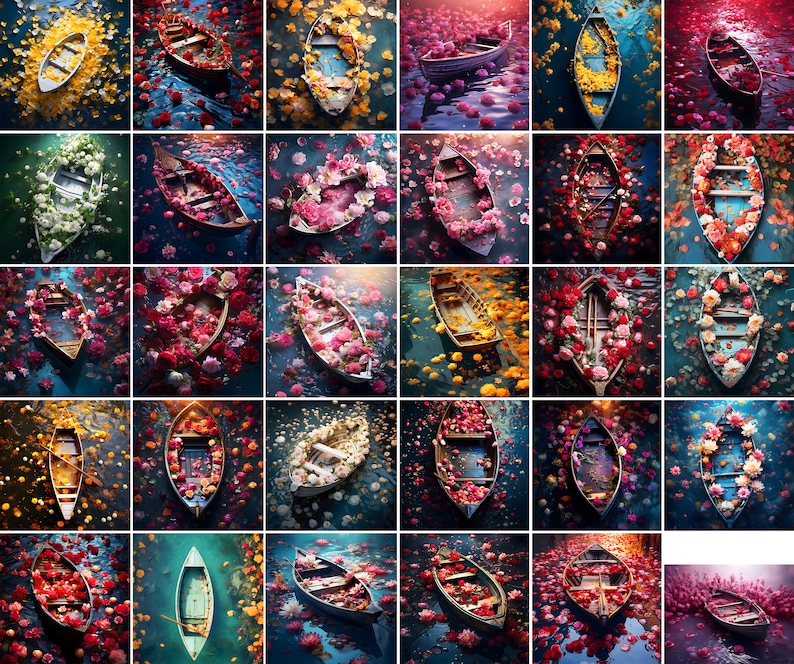 Floral Boat Digital Backdrops: Romantic Maternity Photography Overlays ...
