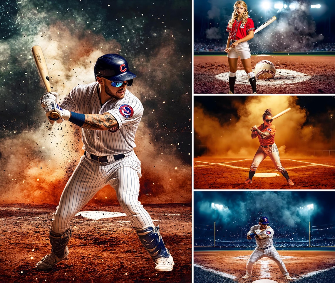 Baseball Stadium Digital Backdrop: Smoke Effect Photography Background ...