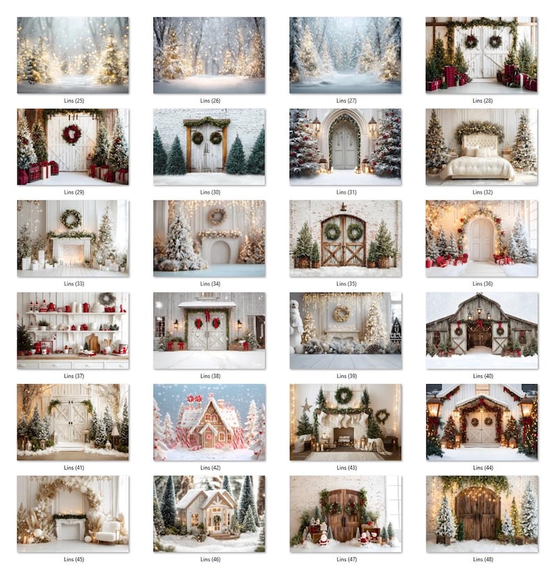 155 White Christmas Digital Backdrops: Holiday Photography Backgrounds ...