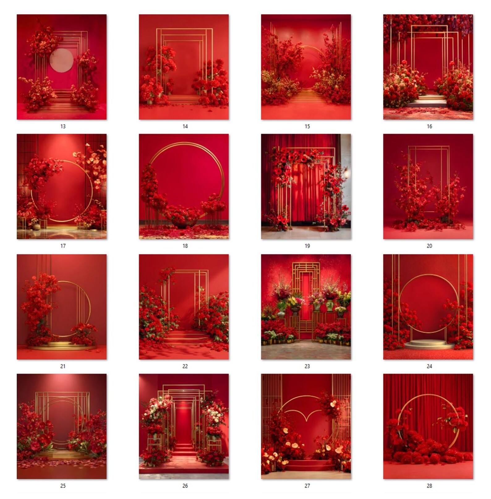 40 Red Floral Frame Digital Backdrops : Romantic Valentine's Day ...