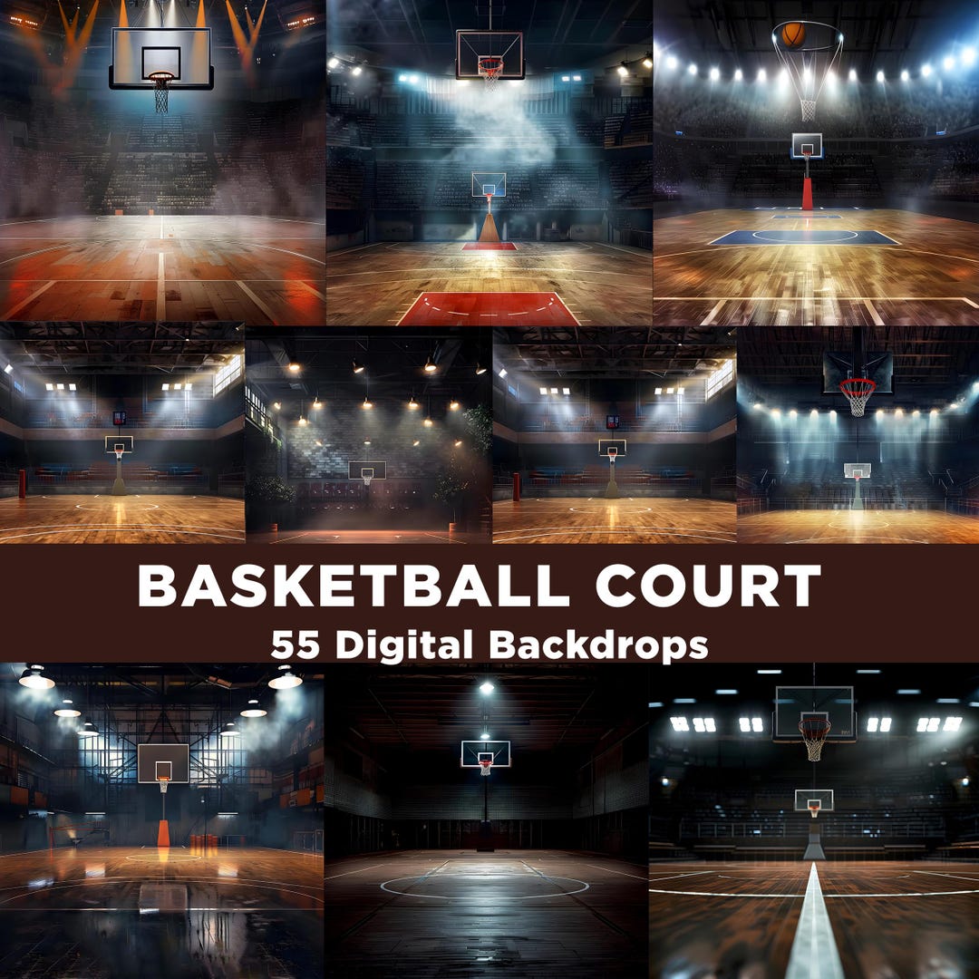 Basketball Court Digital Backdrops: Sports Photography Overlays (JPG ...