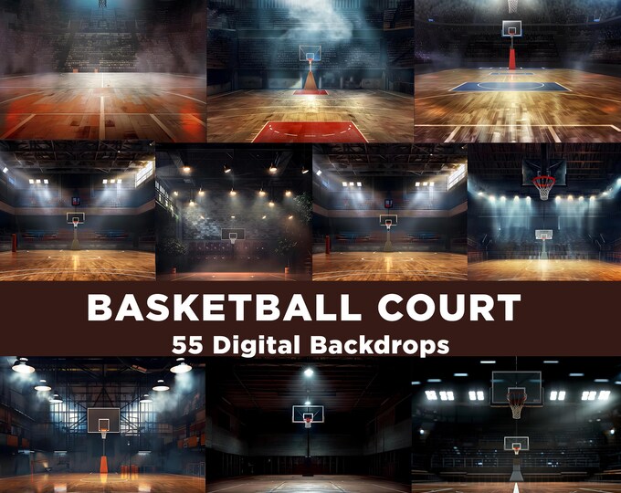Basketball Court Digital Backdrop Yellow Smoke Background Team Sports ...