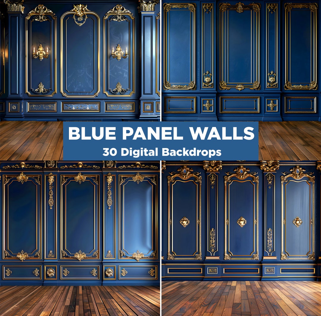 30 Blue Panel Walls Digital Backdrops, Studio Wall Backdrops, Maternity ...