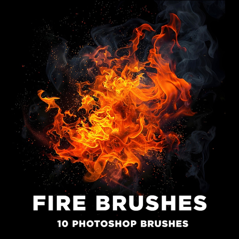 Realistic Fire Photoshop Brushes: Flame Effects, Digital Art (ABR Files ...