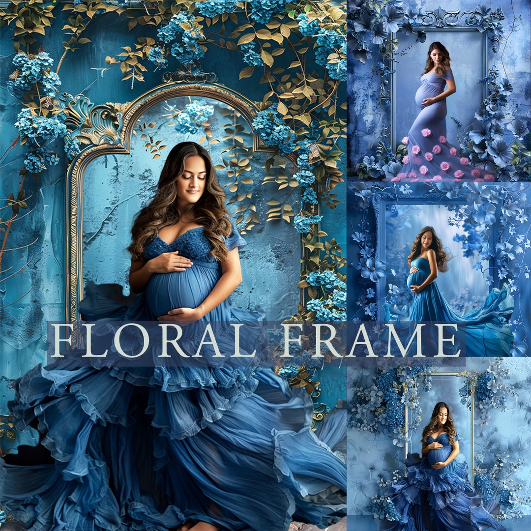 15 Floral Frame Digital Backdrops, Maternity Backdrops, Photography ...