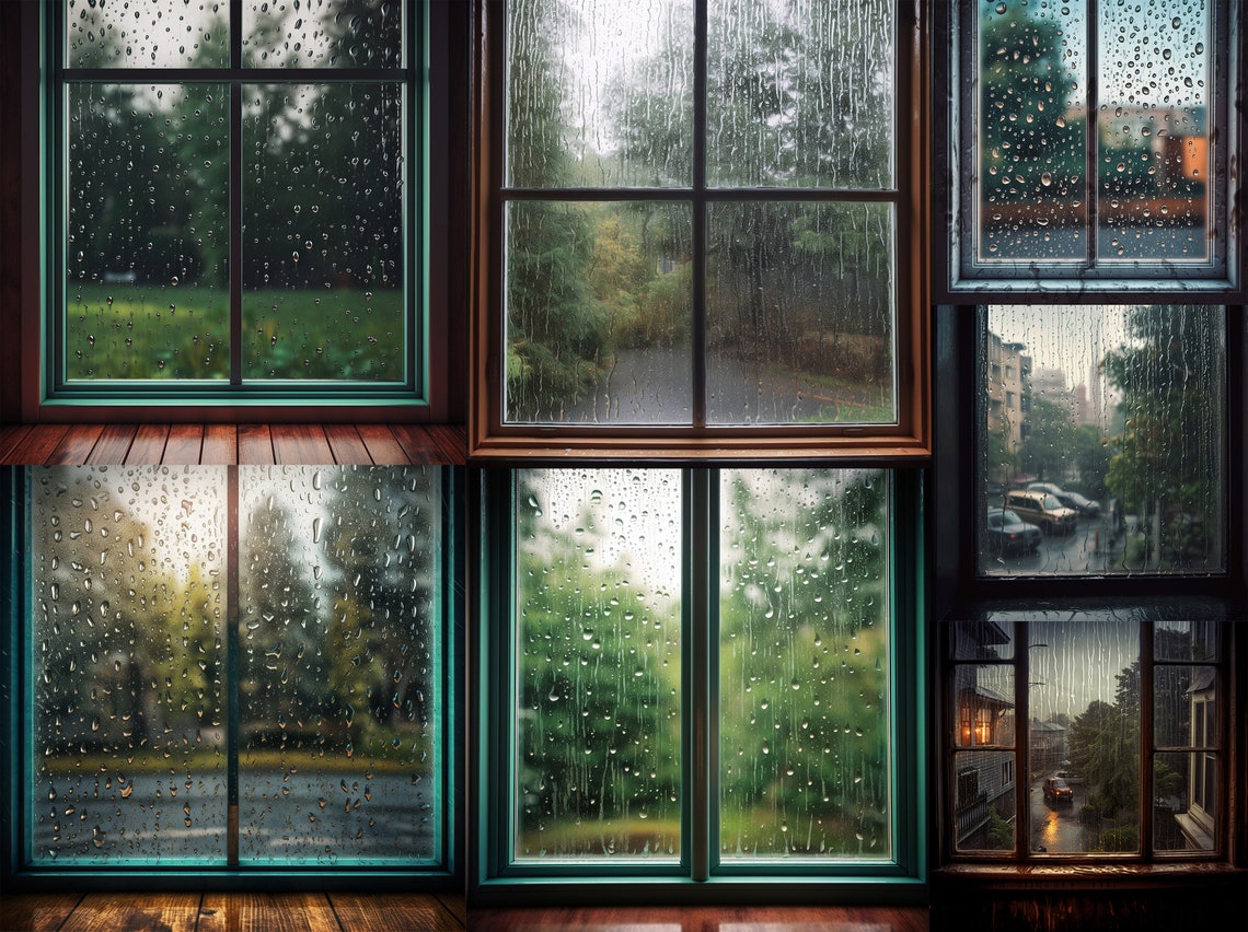 40 Rainy Window Backdrop, Raining Season Window Background, Rain Effect ...