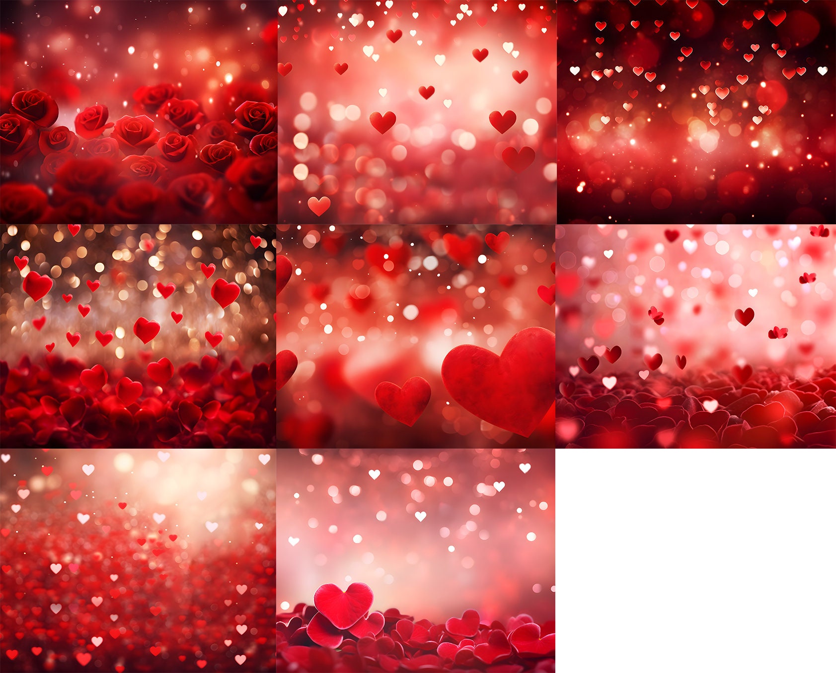 17 Valentines Red Heart Bokeh Overlays, Fine Art Portrait Photography ...
