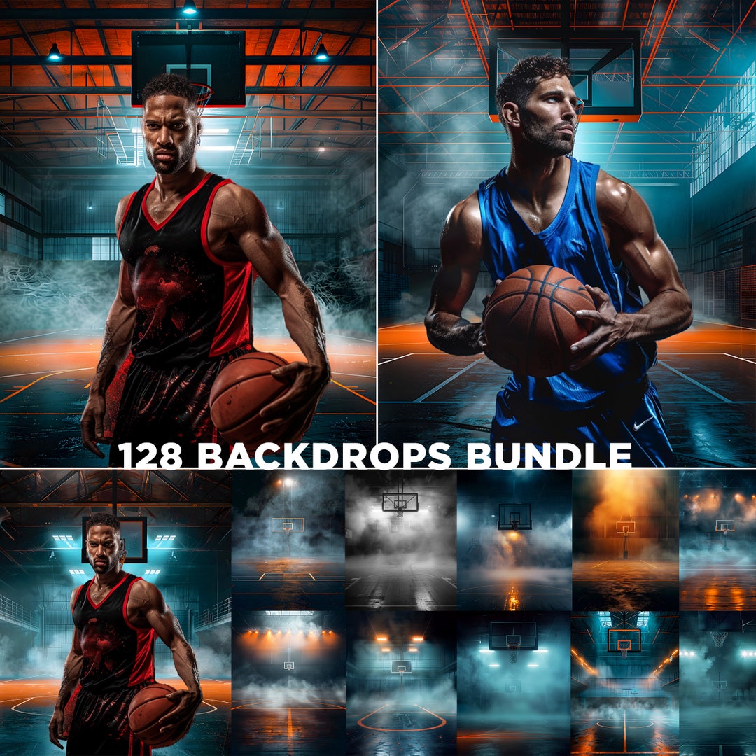 128 Basketball Court Digital Backdrops BUNDLE, Sports Photography : Fog ...