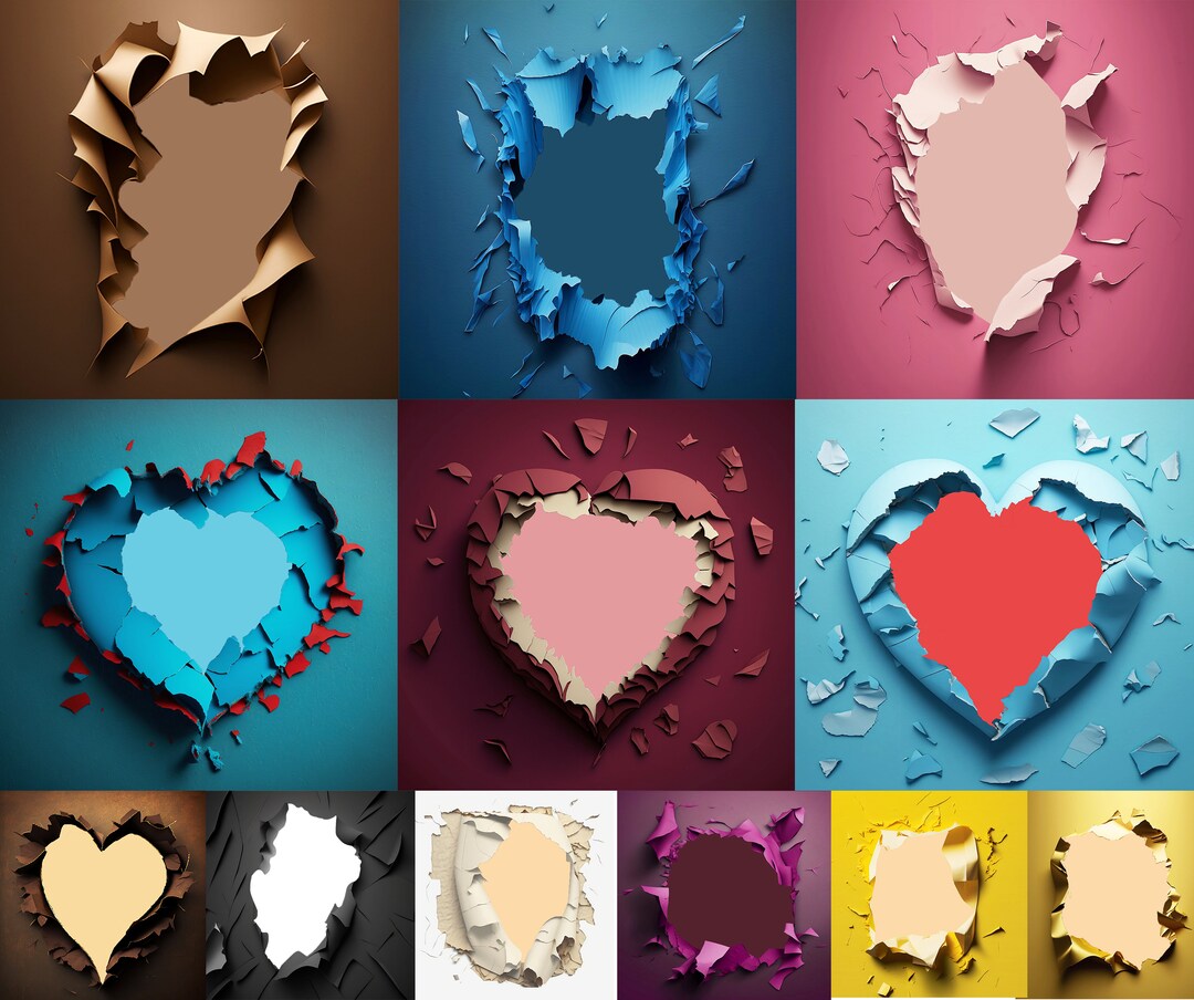 92 Ripped Paper Photo Overlays: 92 PNG Digital Backdrops (6000x6000 Px ...