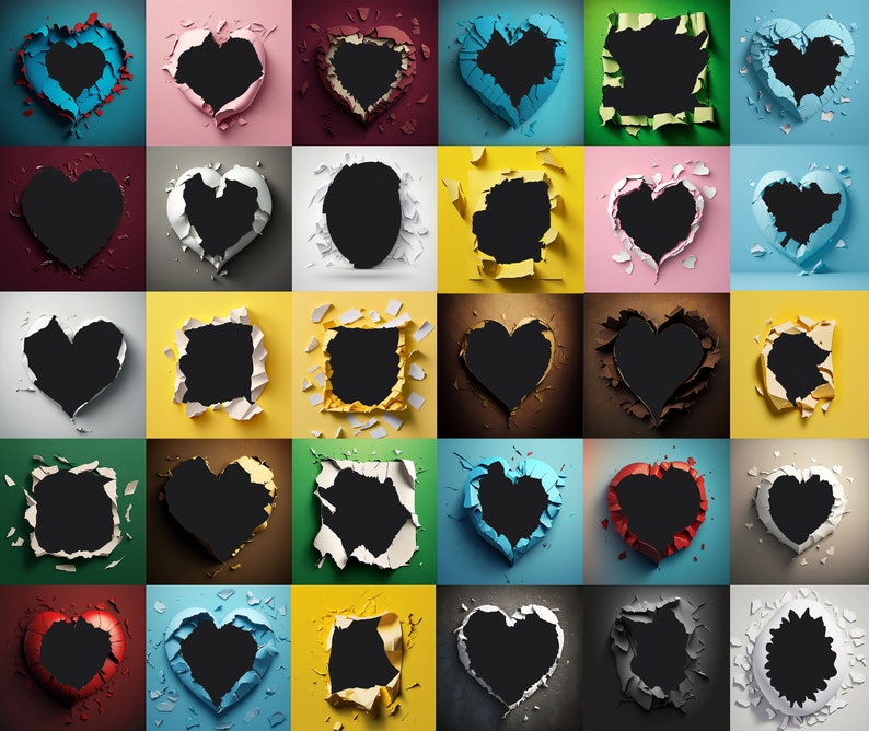 92 Ripped Paper Photo Overlays: 92 PNG Digital Backdrops (6000x6000 Px ...