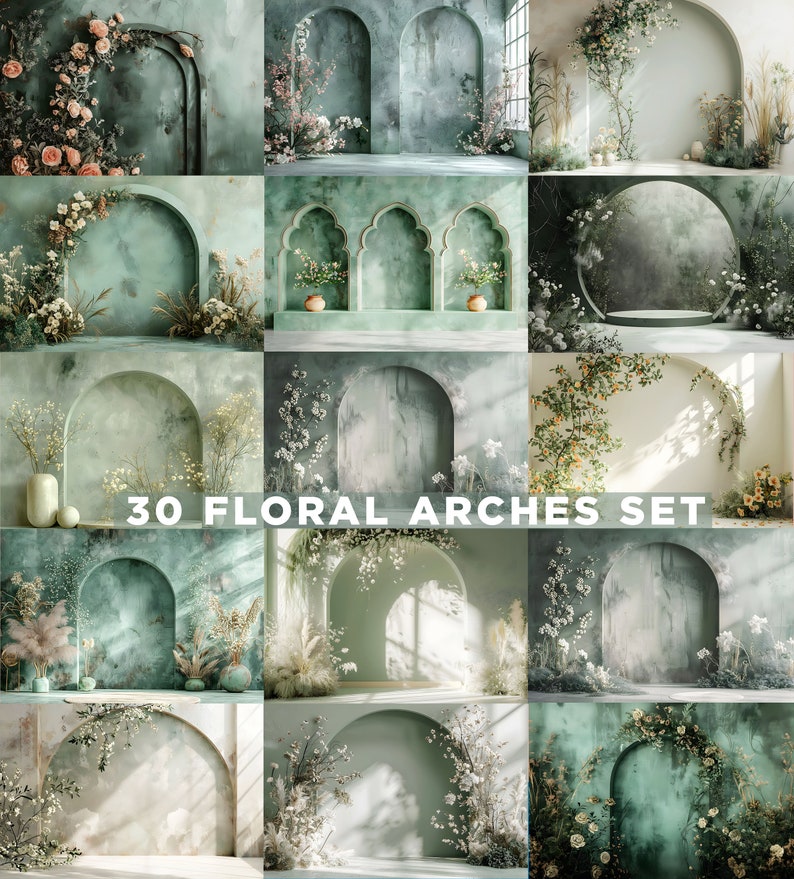 30 Floral Arches Set Digital Backdrops, Maternity Backdrops, Wedding ...