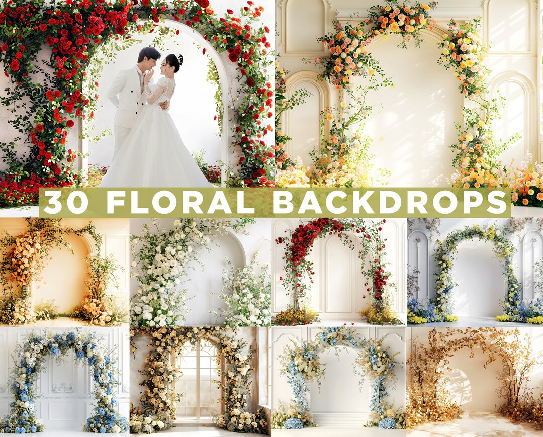 30 Floral Photography Backdrops: Maternity & Wedding (digital Download ...