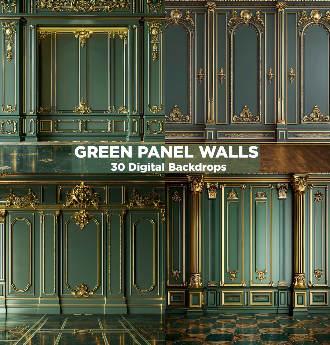30 Green Panel Walls Digital Backdrops, Studio Wall Backdrops ...