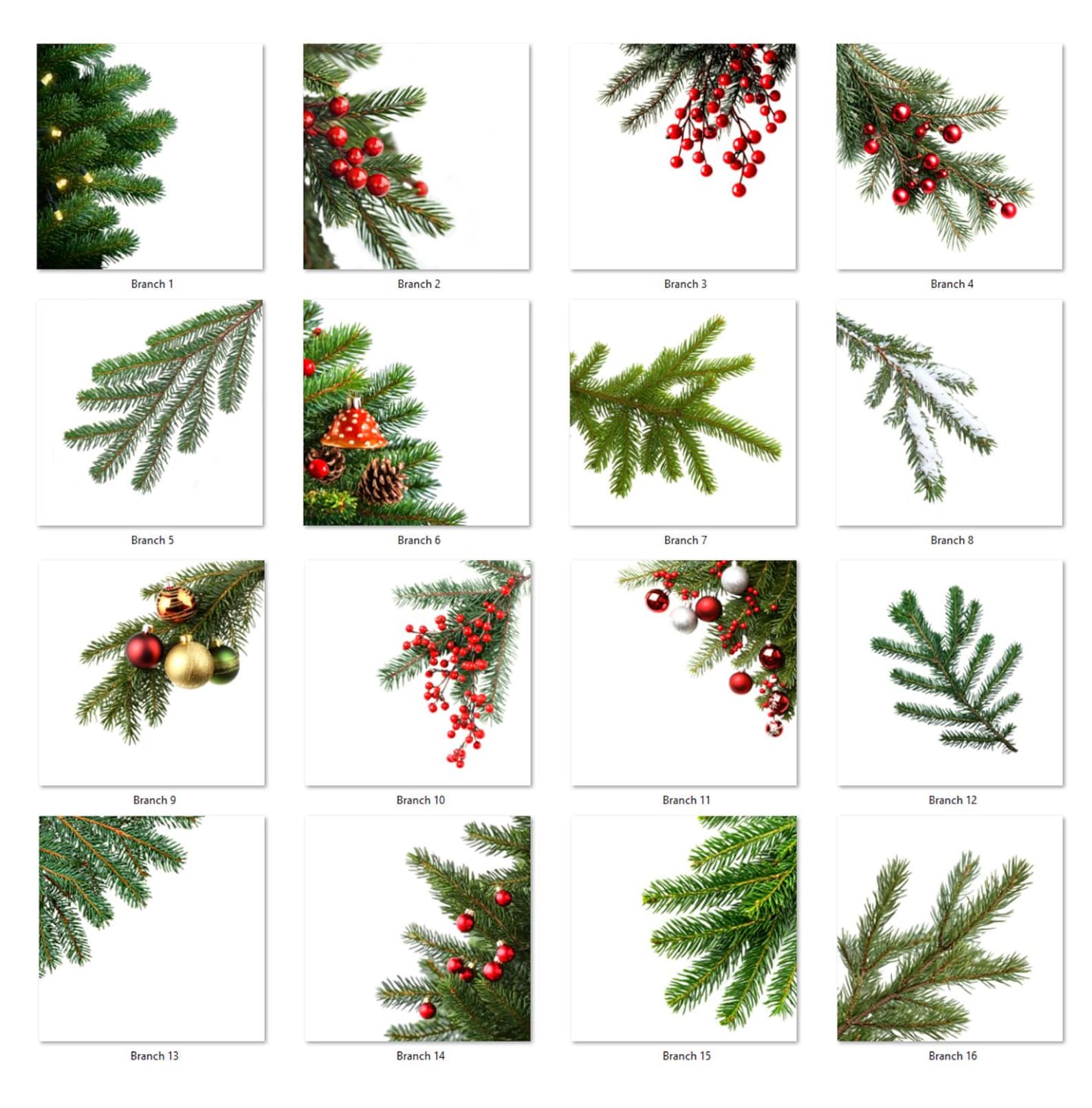 Christmas Tree Branch PNG Overlays: Festive Holiday Graphics (45) - Etsy