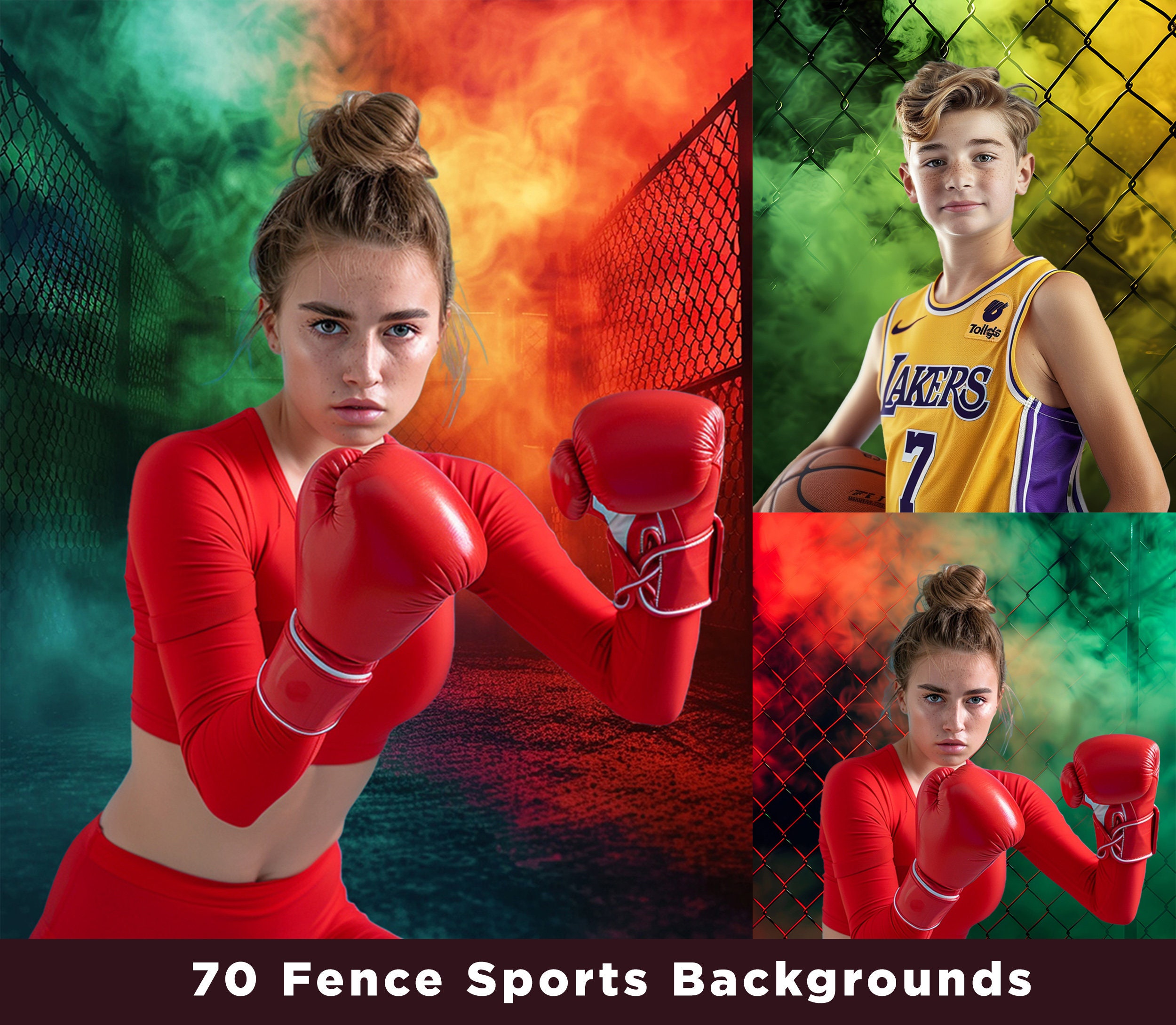 70 Sports Photography Backdrops: Fence & Fog Textures (JPG File ...
