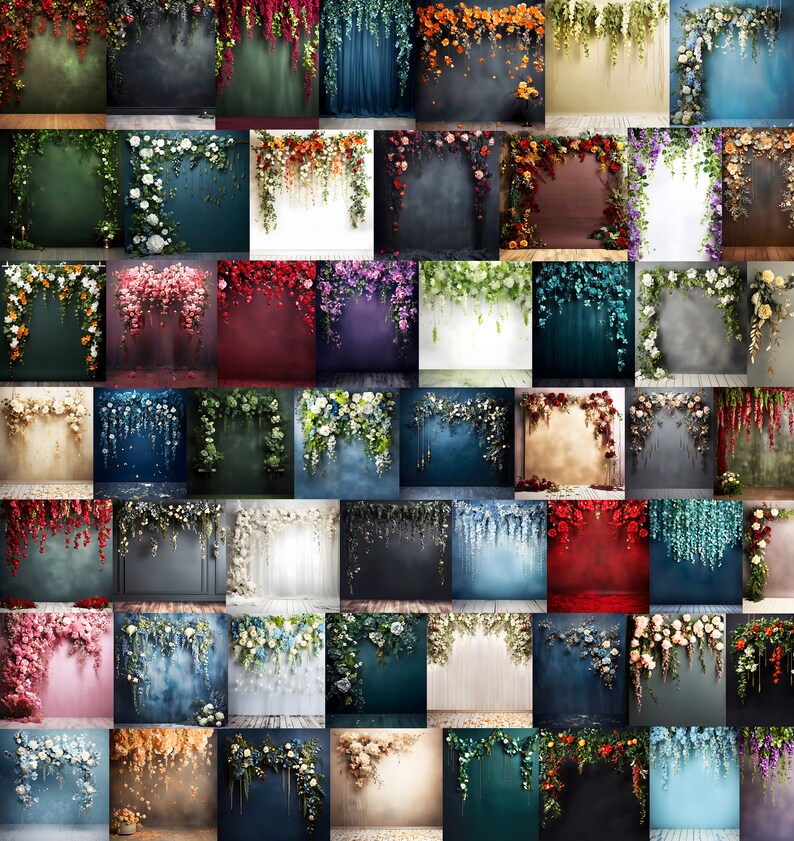 55 Hanging Floral Digital Backdrops, Maternity Backdrop Overlays ...