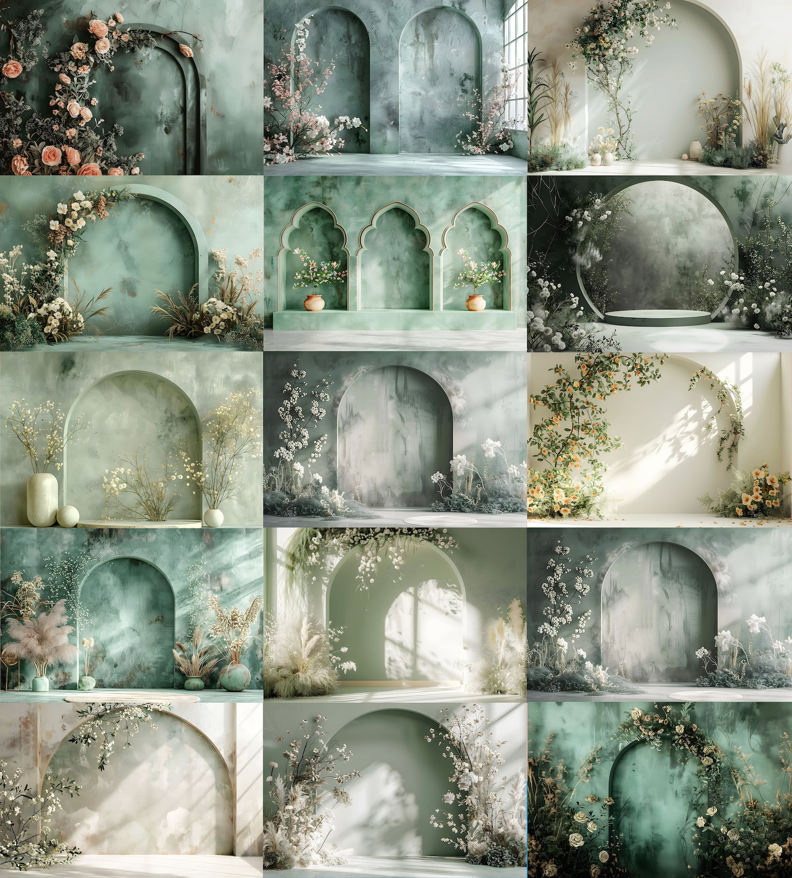 30 Floral Arches Set Digital Backdrops, Maternity Backdrops, Wedding ...