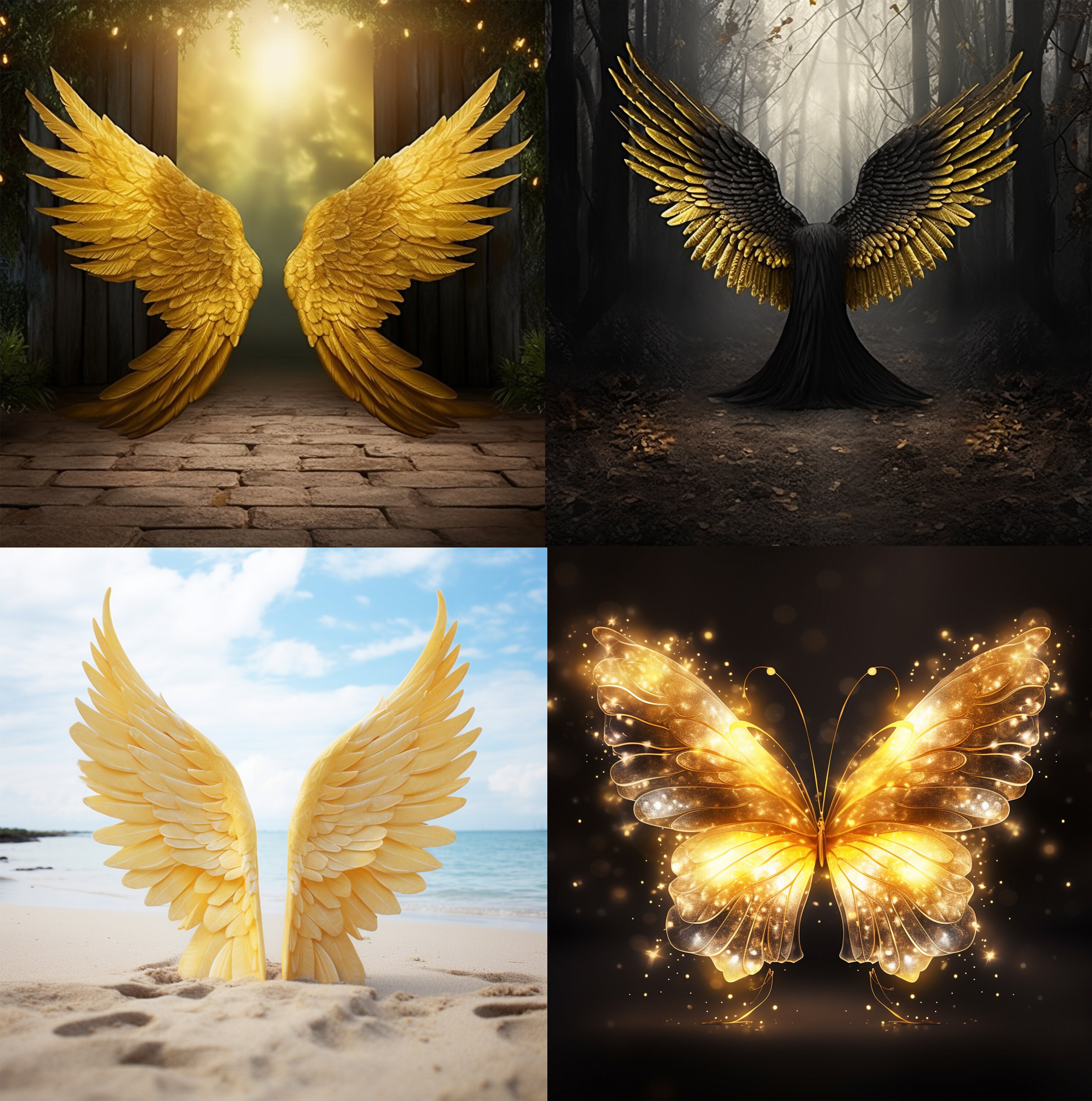 35 YELLOW Angel Wings Digital Backdrops, Wings Overlays, Digital ...