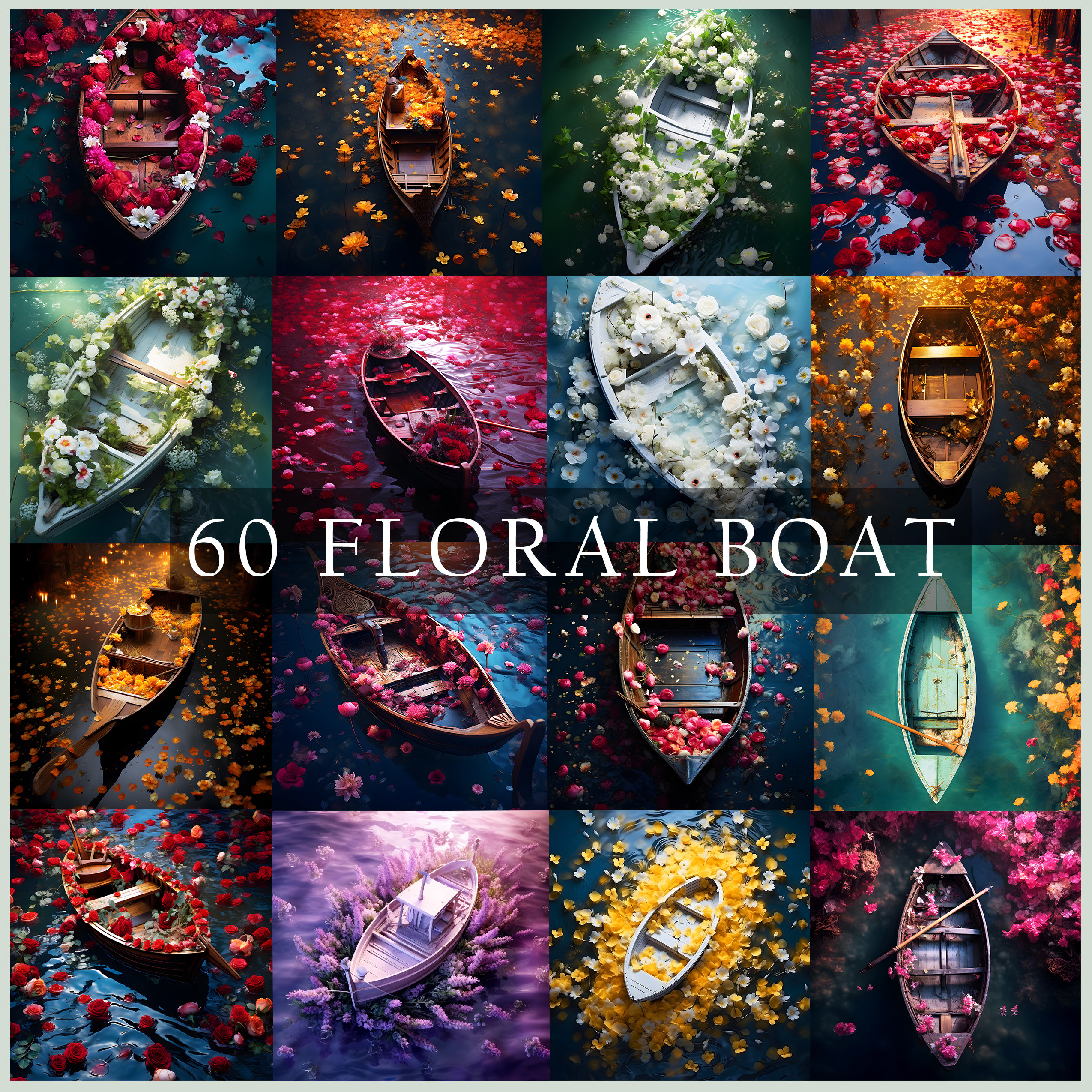 Floral Boat Digital Backdrops: Romantic Maternity Photography Overlays ...