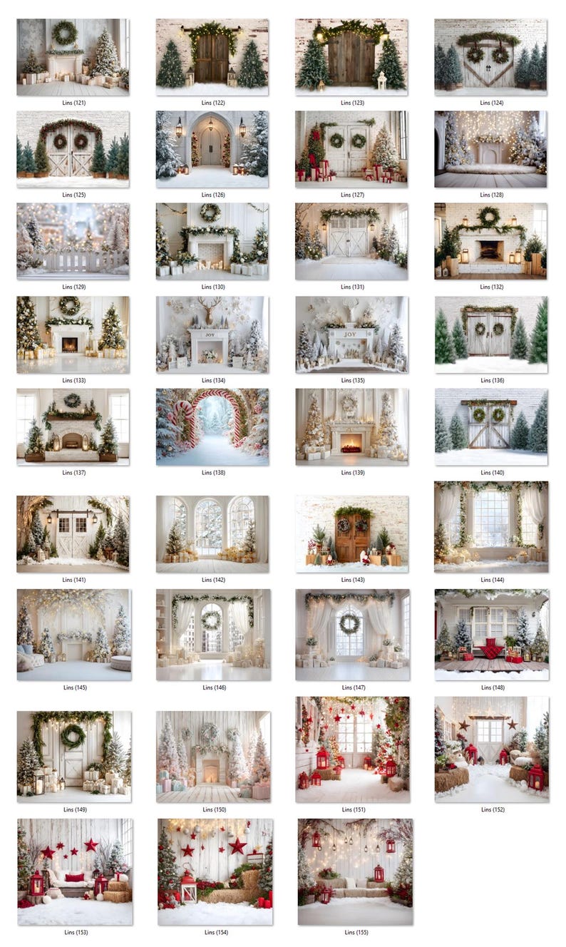 155 White Christmas Digital Backdrops: Holiday Photography Backgrounds ...