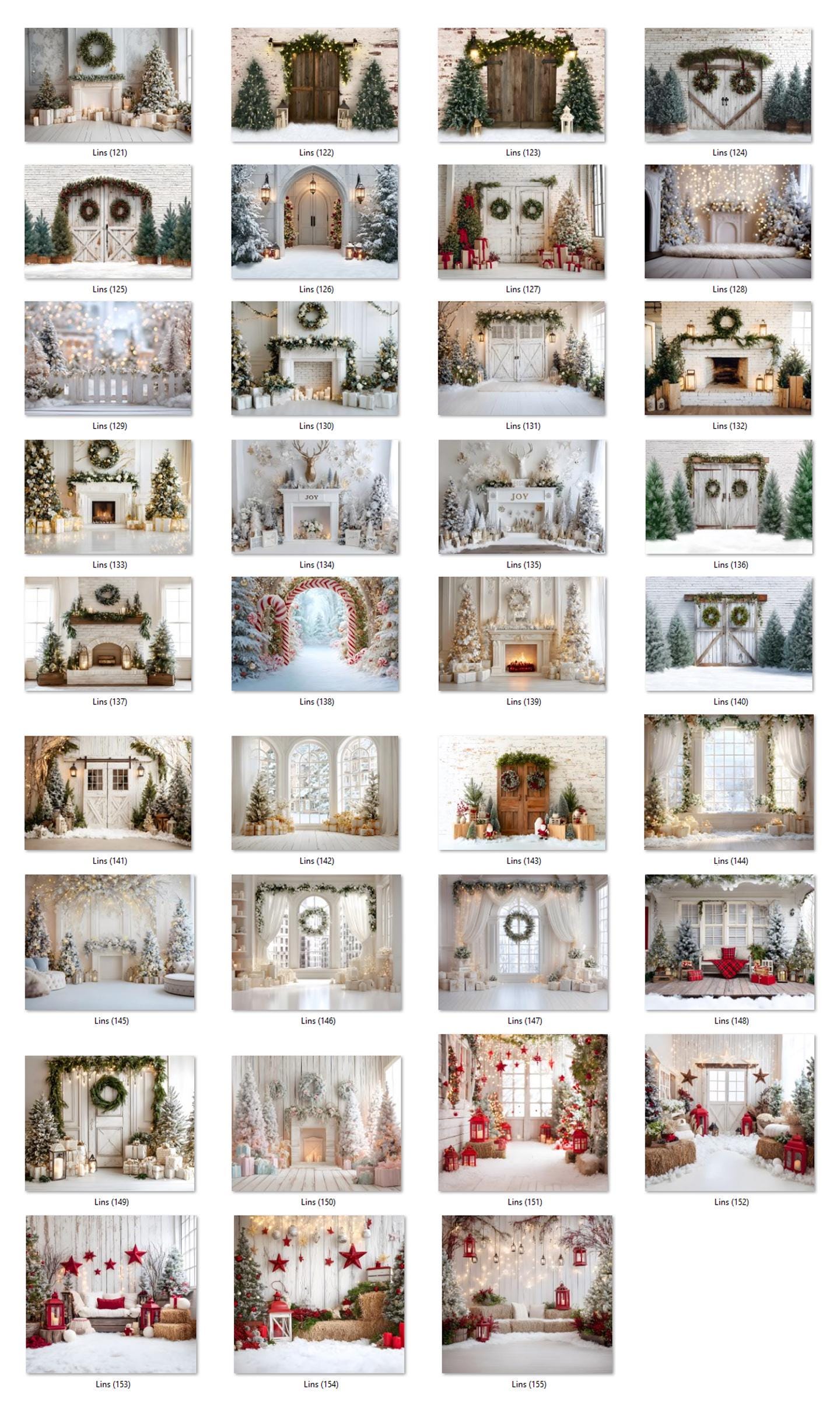 155 White Christmas Digital Backdrops: Holiday Photography Backgrounds ...