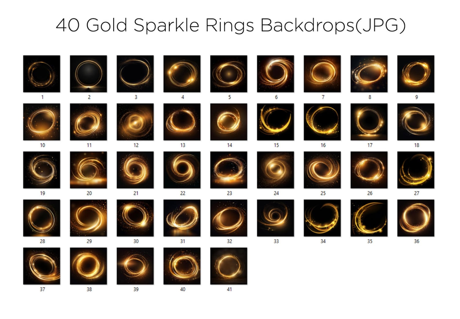 40 Gold Sparkle Rings PNG Overlays: Photoshop Backdrops (digital ...