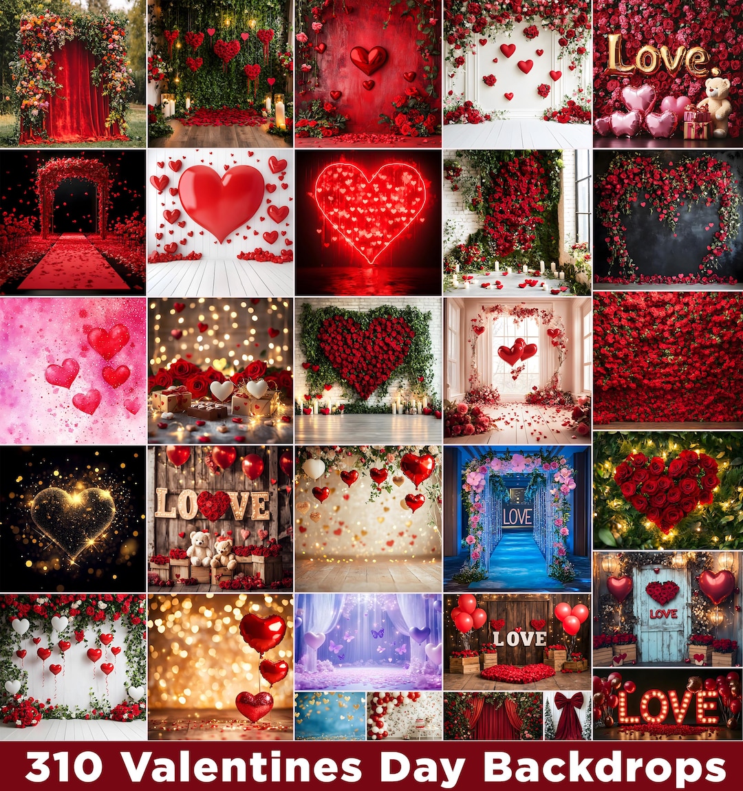 310 Valentine's Day Photography Backdrops: Romantic Cozy Digital ...