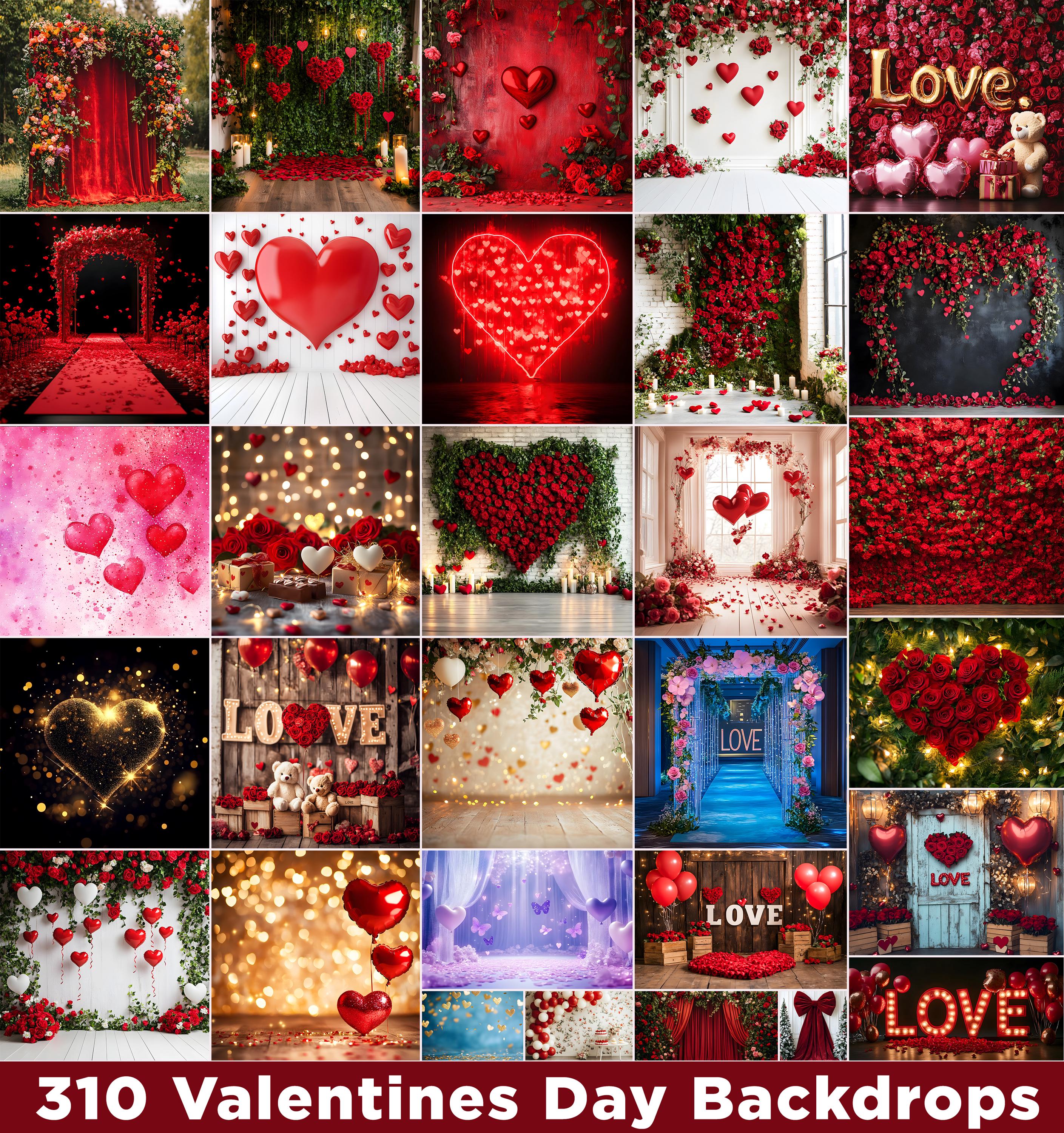 310 Valentine's Day Photography Backdrops: Romantic Cozy Digital ...