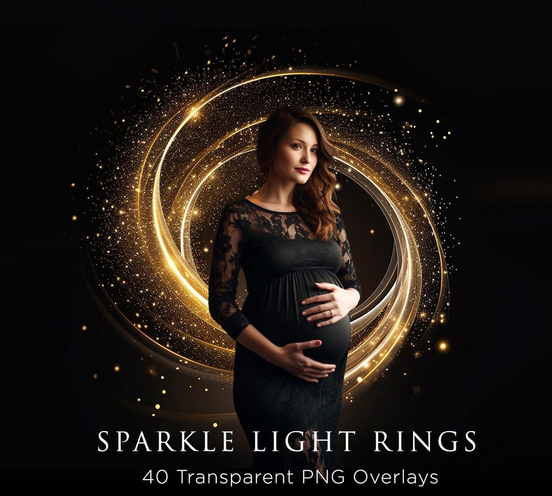 40 Gold Sparkle Rings PNG Overlays: Photoshop Backdrops (digital ...