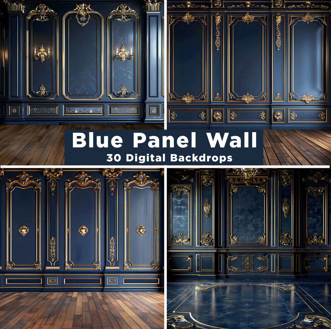 Blue Panel Wall Digital Backdrops: Studio Photography Backgrounds (JPG ...