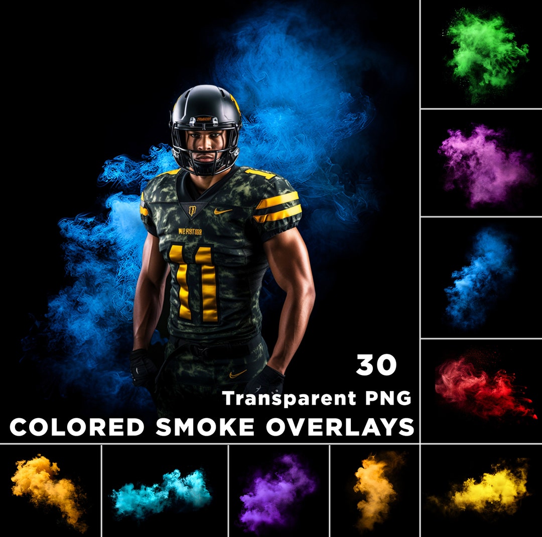 30 Colored Smoke Overlays: Sports Photography PNG & JPG Backgrounds - Etsy
