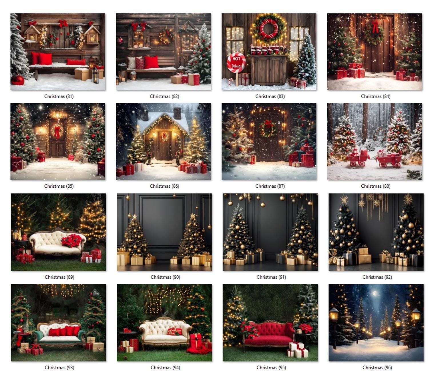 130 Christmas Digital Backdrops: Festive Holiday Photography Overlays ...
