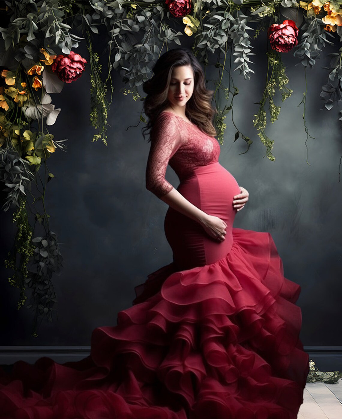 55 Hanging Floral Digital Backdrops, Maternity Backdrop Overlays ...