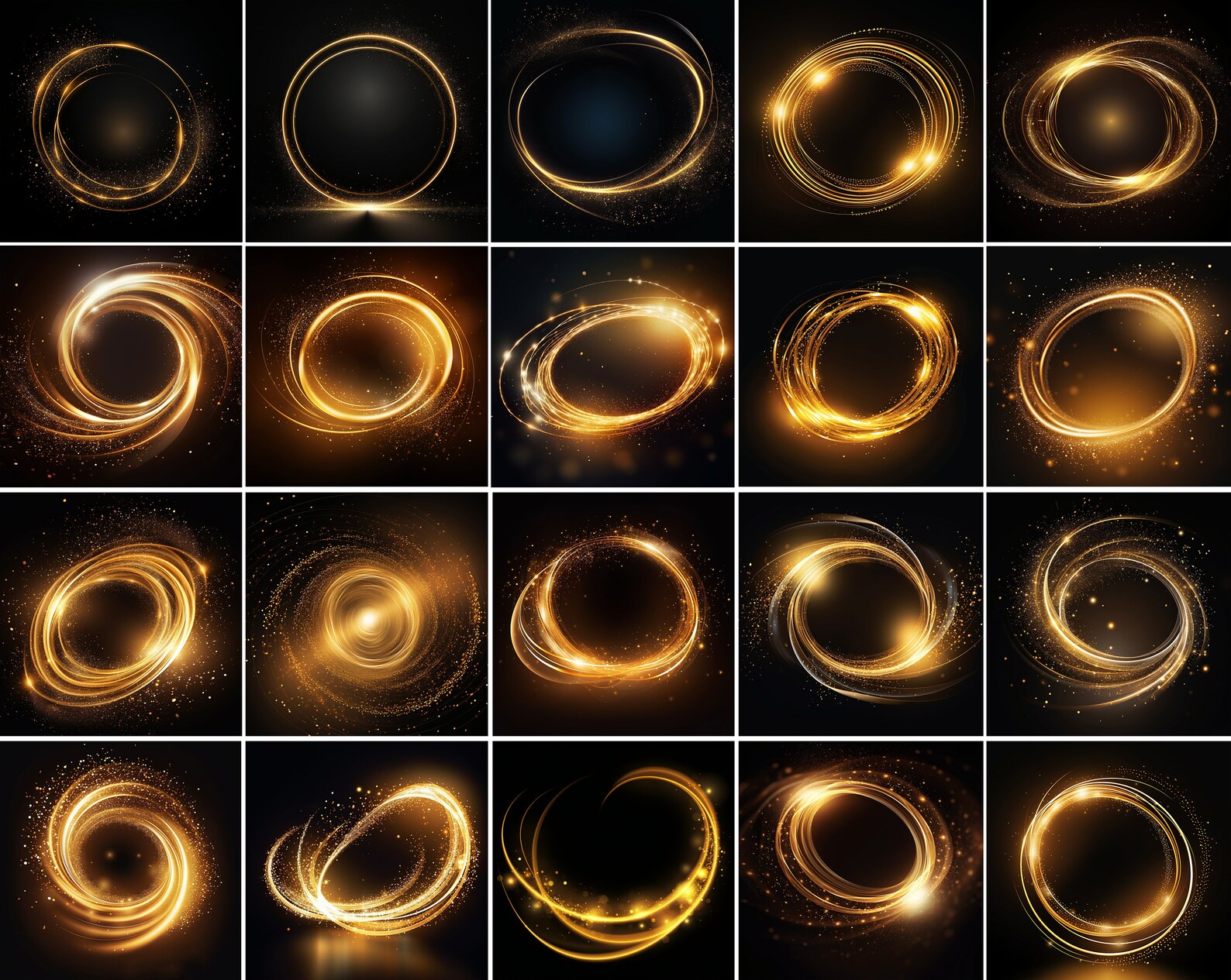 40 Gold Sparkle Rings PNG Overlays: Photoshop Backdrops (digital ...