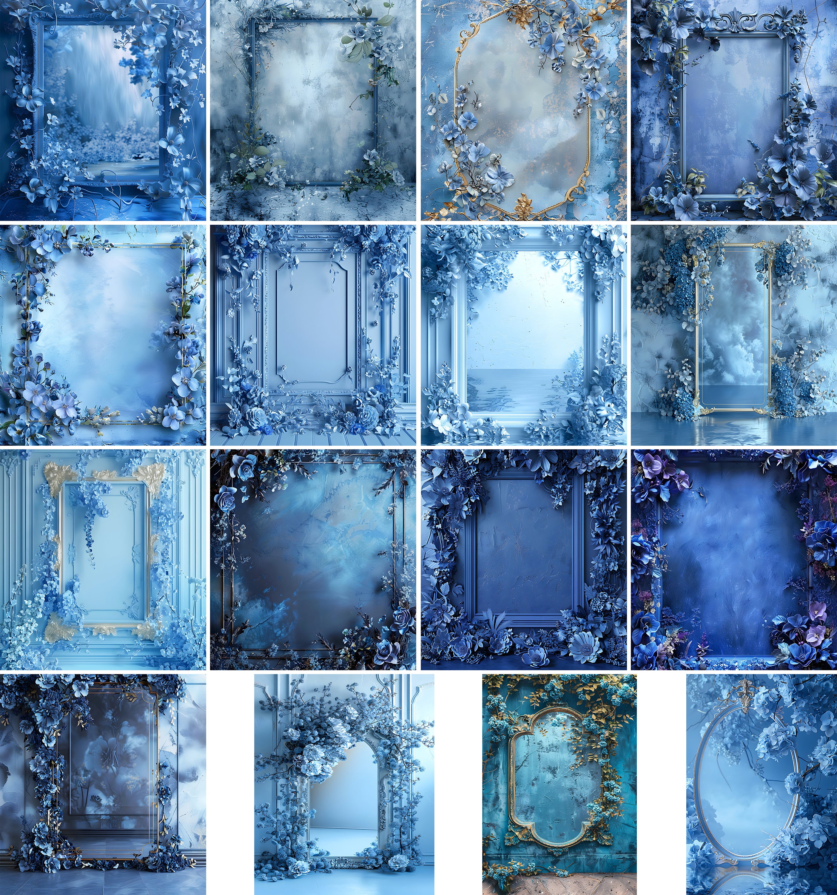 15 Floral Frame Digital Backdrops, Maternity Backdrops, Photography ...