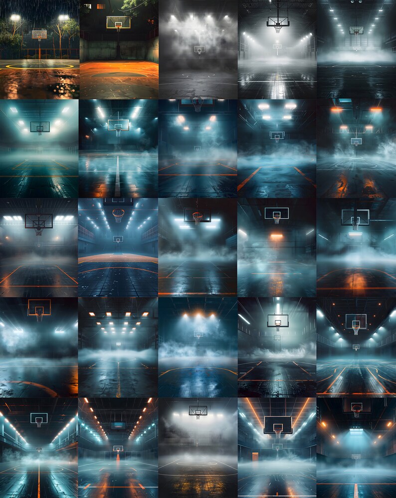 128 Basketball Court Digital Backdrops BUNDLE, Sports Photography : Fog ...