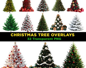 Christmas Tree PNG Overlays: Photoshop Winter Clipart (digital Download ...