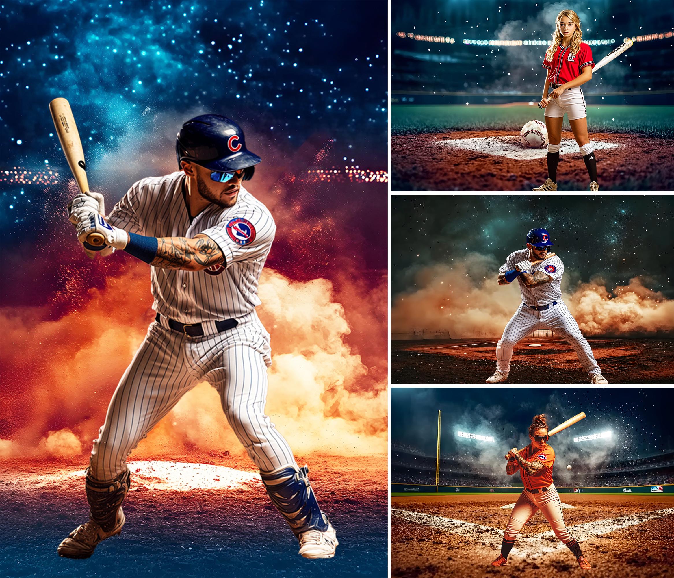 Baseball Stadium Digital Backdrop: Smoke Effect Photography Background ...