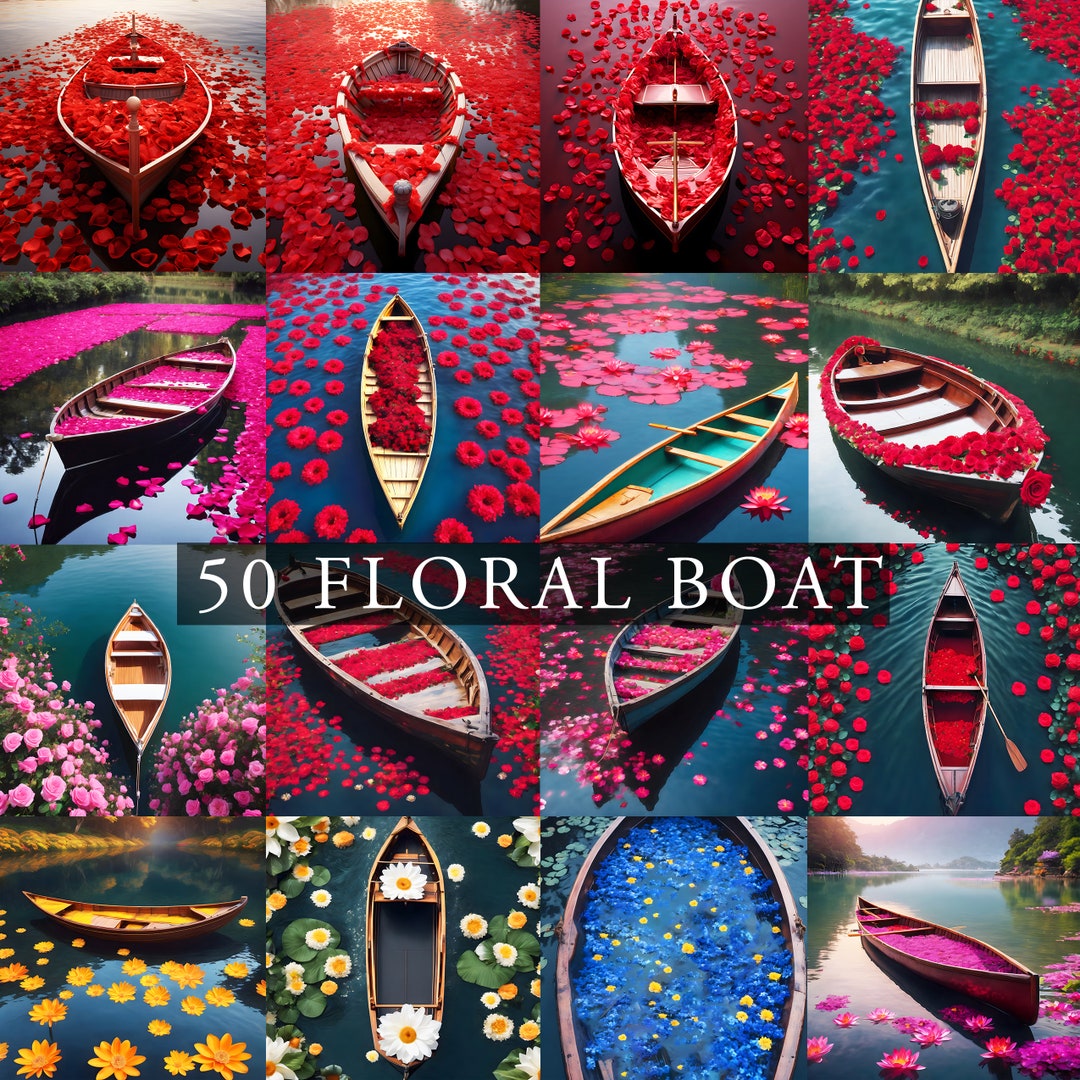50 Floral Seas Boat Set Digital Backdrops, Photography Backdrops ...